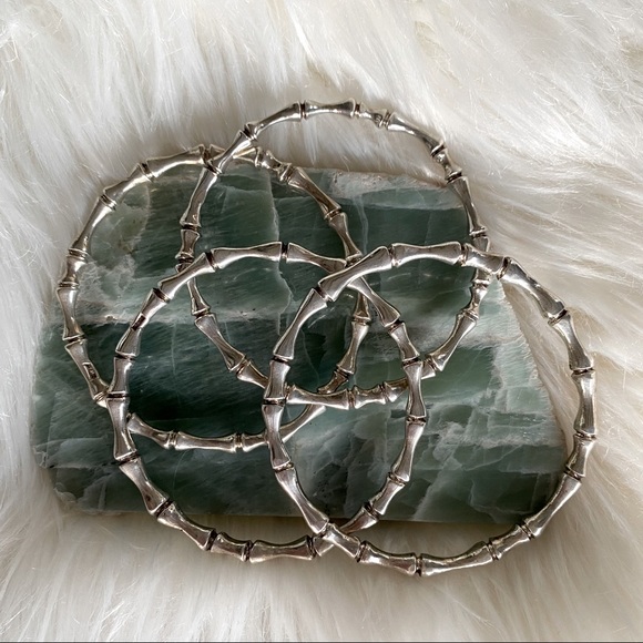 Vintage | Jewelry | Vintage Sterling Silver Bamboo Bangle Bracelets ...